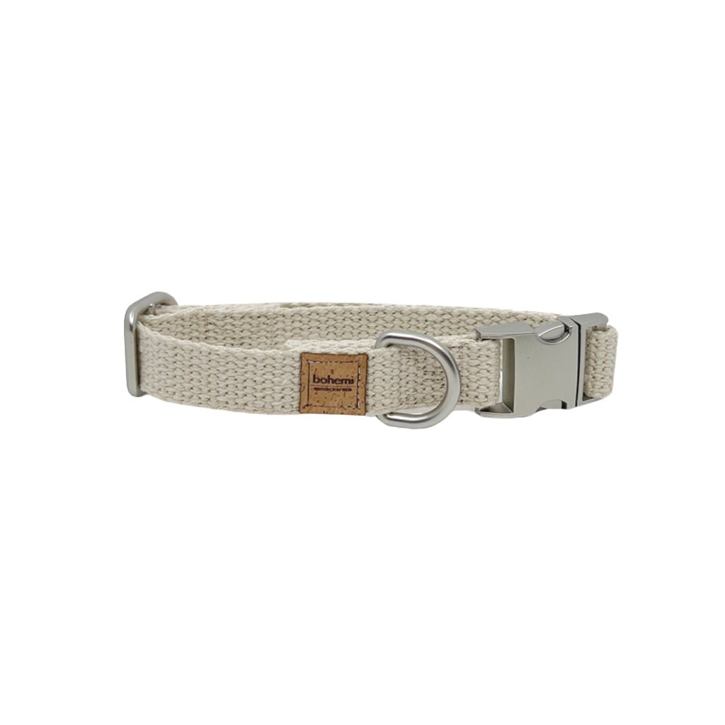 Bohemi - Rustic Hemp Dog Collar - Matte Silver